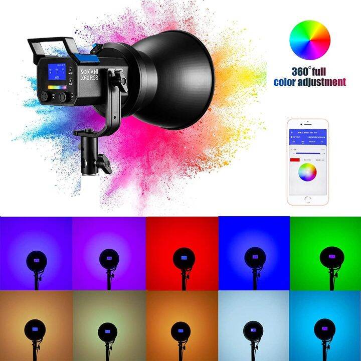 Sokani X60 RGB LED Light 80W 2800K-10000K Bowens Mount Outdoor ...