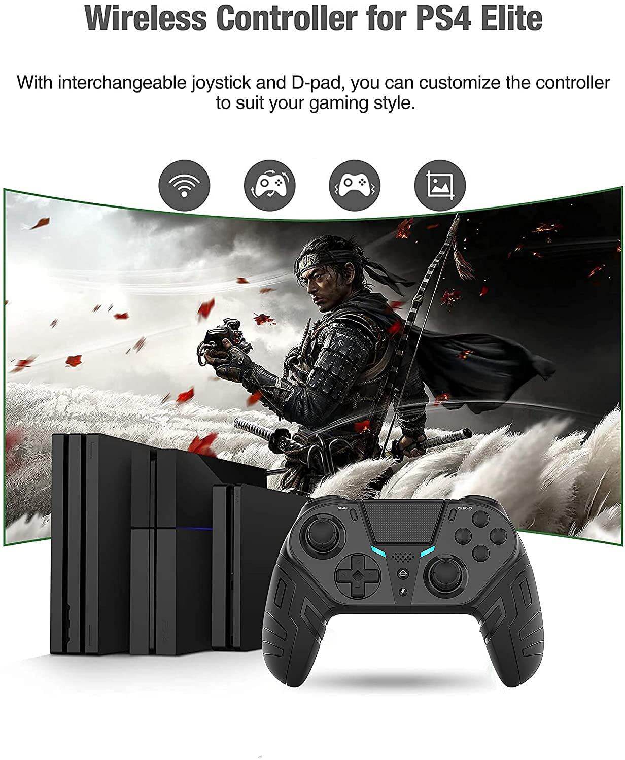 Wireless Game Controller สำหรับ PS4 Elite/slim/pro Dualshock 4พร้อมปุ่ม ...