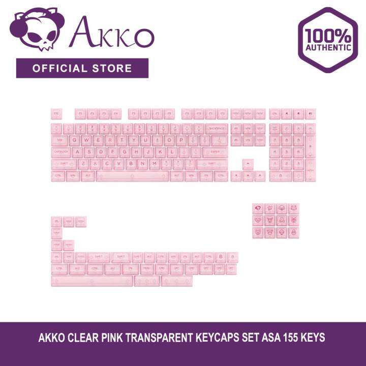 AKKO Clear Pink Transparent Keycaps Set ASA 155 Keys | Lazada PH