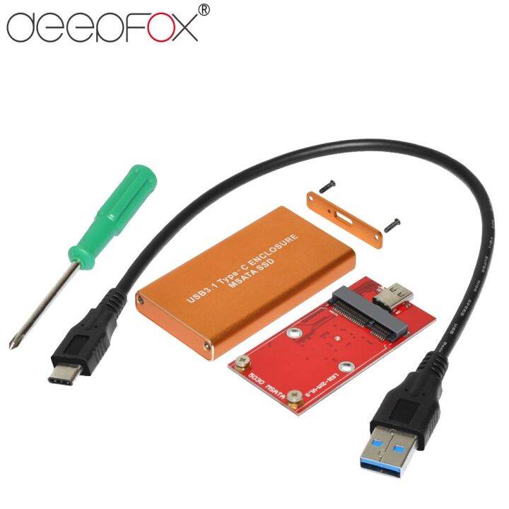 DeepFox Aluminum Alloy SSD Caddy USB3.1 Type-C to mSATA SSD Enclosure ...