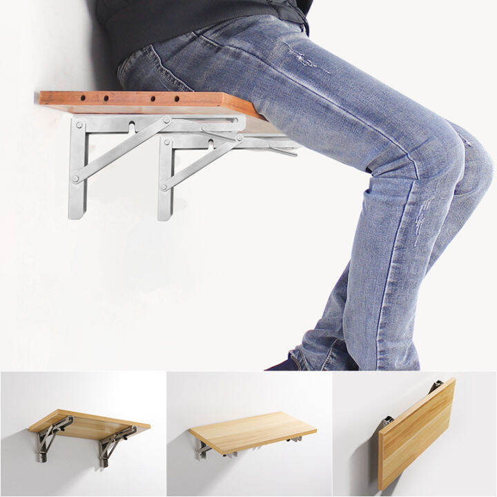 2PCS Spring Folding Corner Bracket Adjustable Wall Mount Triangle Table ...