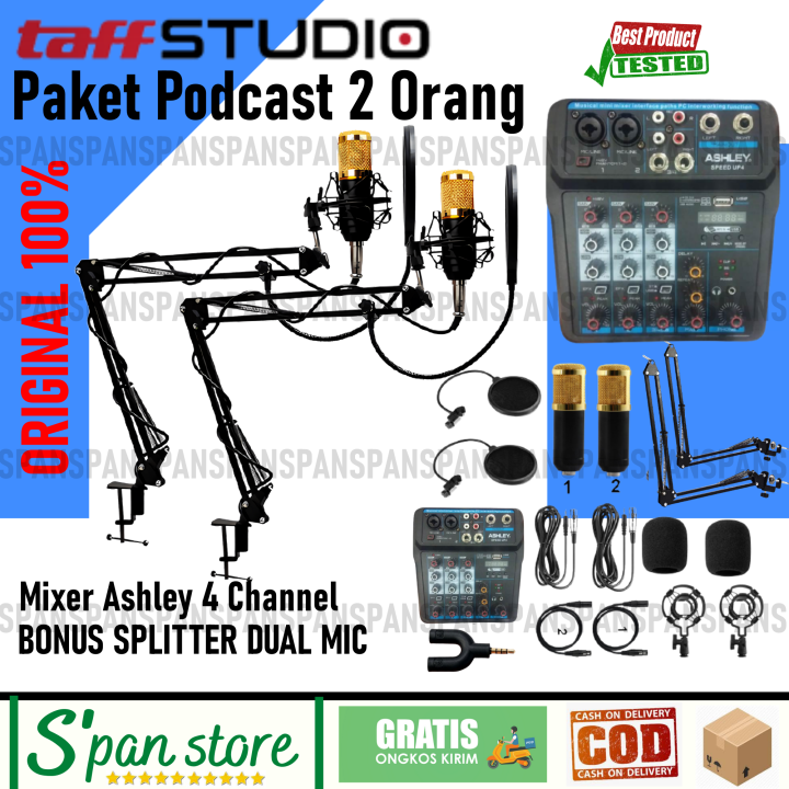 PAKET PODCAST 2 Orang Mic Microphone Bm800 Mixer V8 V8 Plus Lengkap ...