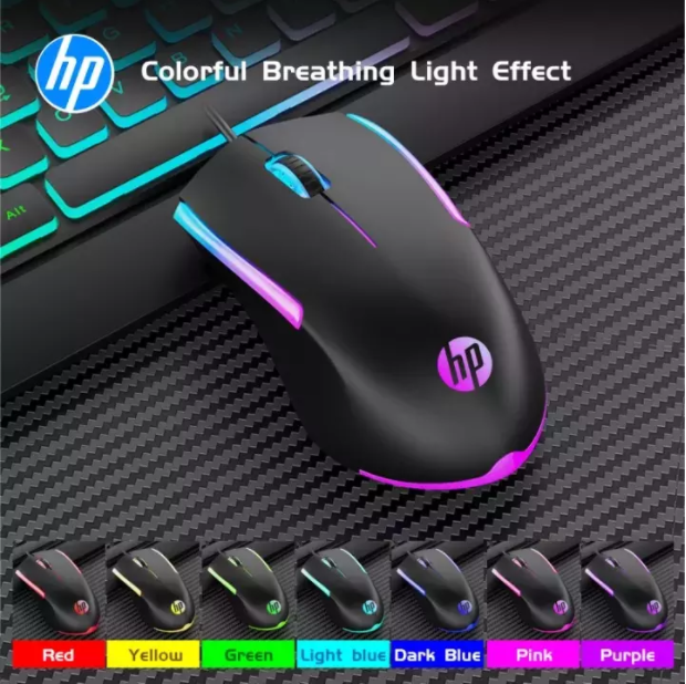 MGall Original HP M160 Wired Mouse High Performance Optical Gaming Mouse With 7 Colours Rainbow ...