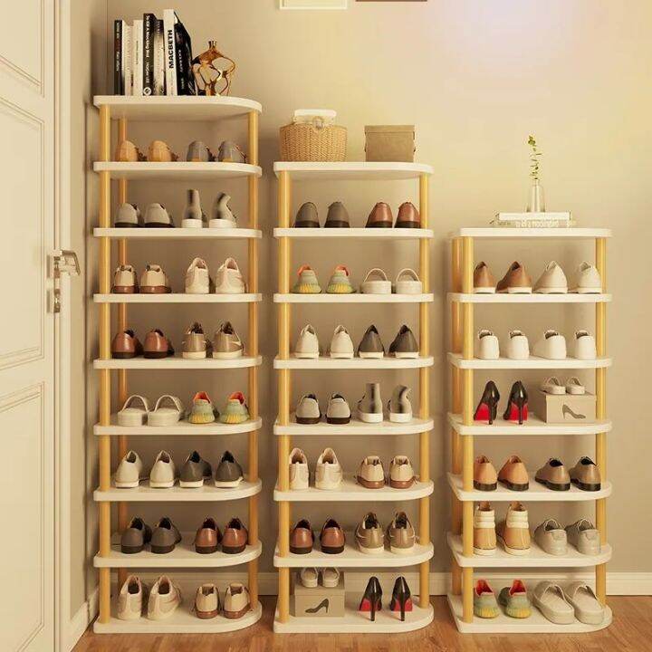 MHSHOP 8 Layer Wooden Shoe Rack Entrance Shoe Organizer Shelf Vertical ...