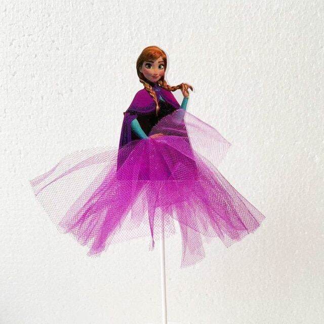 Disney Frozen Elsa Anna princess Birthday cake topper veil girls favor ...