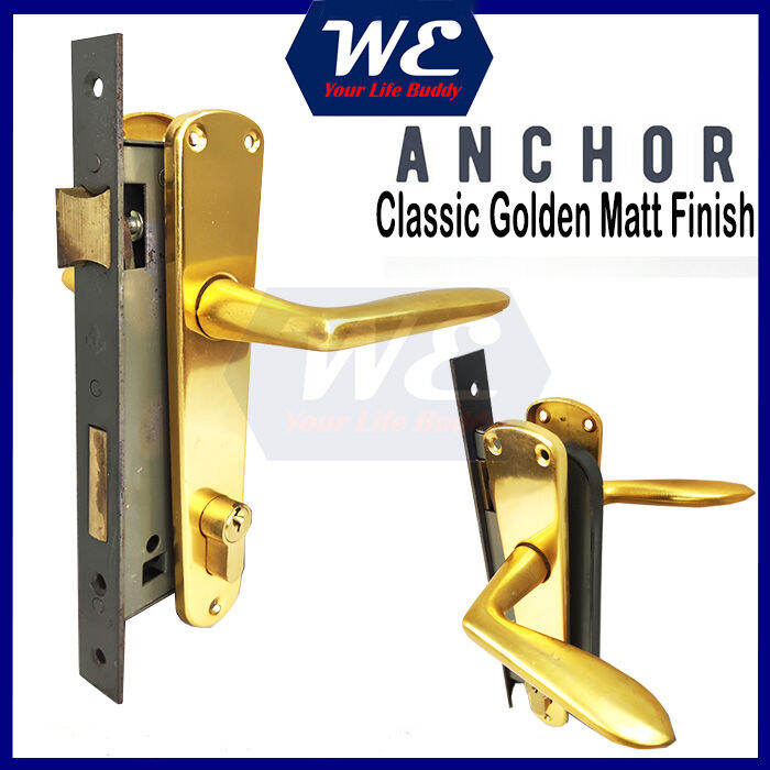 Classic Anchor Gold Finish Door Lock Set / Matt Gold Finish / Classic ...