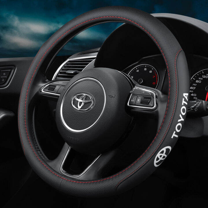 For Toyota No Smell Leather Car Steering Wheel Cover (Round Shape) Fit ...