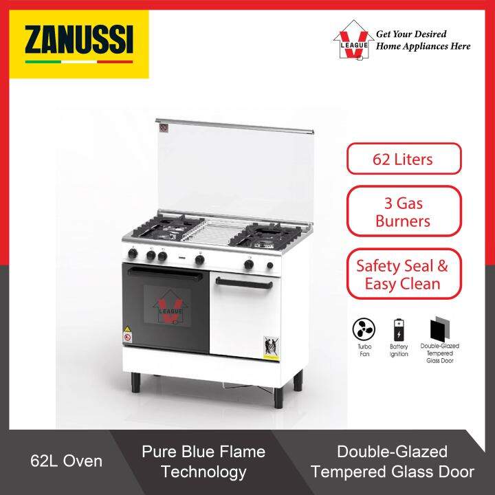 ZANUSSI ZCG930W FREESTANDING GAS COOKER 3 BURNERS GAS OVEN 62L | Lazada