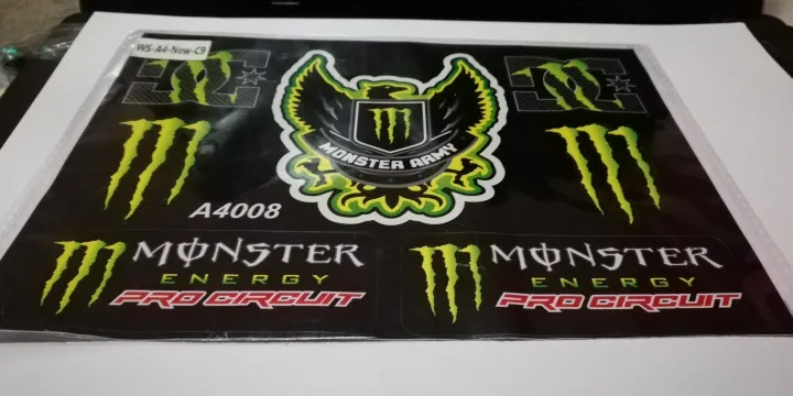 Monster Energy Army Motorcycle Glossy Set Decals Waterproof Vinyl Car ...