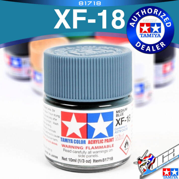 TAMIYA 81718 XF-18 XF18 FLAT MEDIUM BLUE MATT MATTE แมตต์สีฟ้า ACRYLIC ...