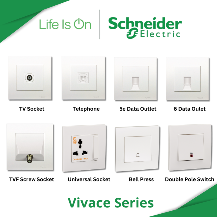 Schneider Electric Vivace Series 250V 16AX 1 Gang / 2 Gang / 3 Gang / 4 ...