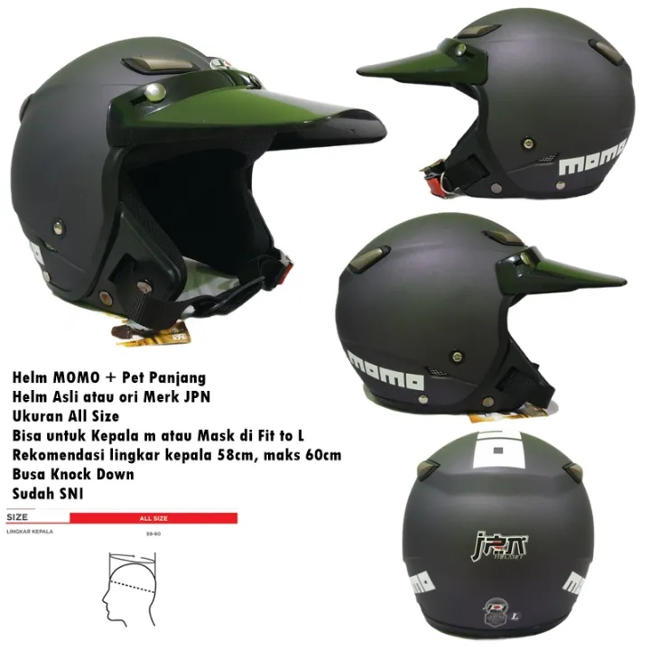 Skuterhelm91 Helm Retro Dewasa JPN MOMO Kawai Monsa Vintage Semi Cross ...