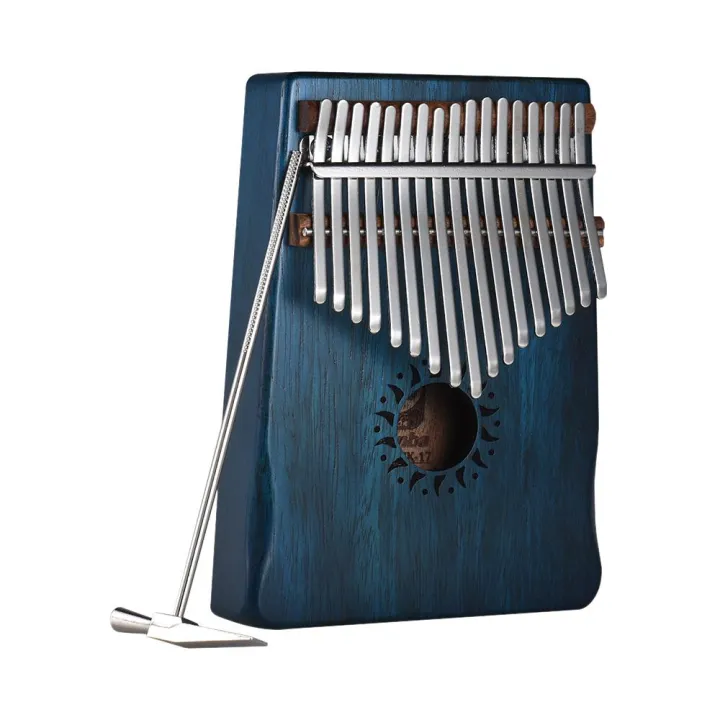 17-Key Portable Kalimba Mbira Thumb Piano Mahogany Solid Wood blue ...