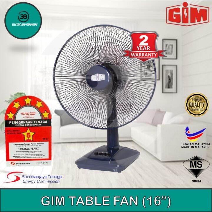 [SIRIM] GIM High Performance Table Fan (16") Kipas Angin Desk Fan Kipas ...