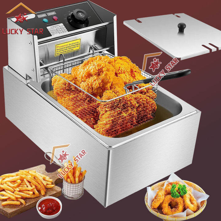 6L Electric Deep Fryer 220V Stainless Steel Frying Machine Single Tub ...