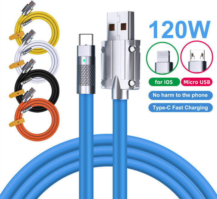 120W 6A Super Fast Charge Type C Liquid Silicone Quick USB Cable for ...
