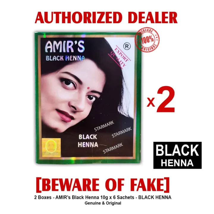 Amirs Hair Color BLACK HENNA 10g x 6 Sachets per box AMIR Hair Color ...
