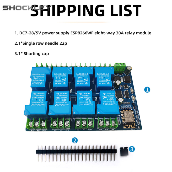Shockley DC7-28/5V Power Supply ESP8266 WIFI 8 Channel 30A Relay Module ...