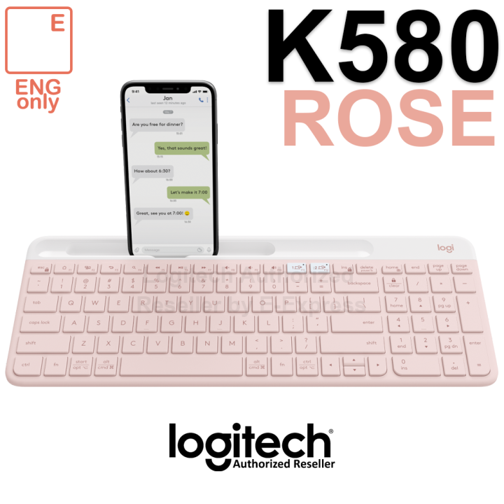Logitech K580 Slim Multi-Device Wireless Keyboard (Rose) (English Key cap เท่านั้น) สีชมพู ของ ...