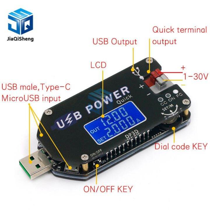 ZK-DP3D CNC USB TYEPE-C DC DC Converter CC CV 1-30V 2A 15W Power Module ...