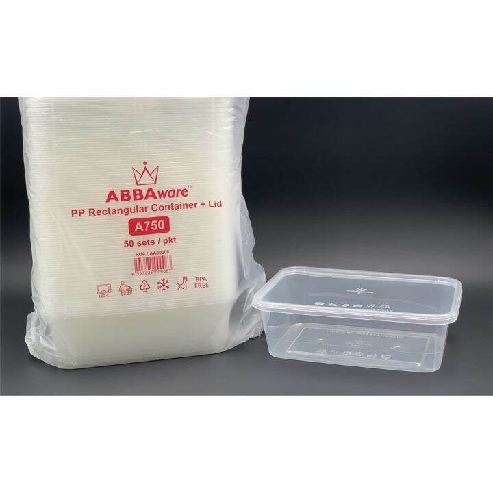 750 Rectangular Disposable Plastic Food Container [ 50sets± ] ABBA ware ...