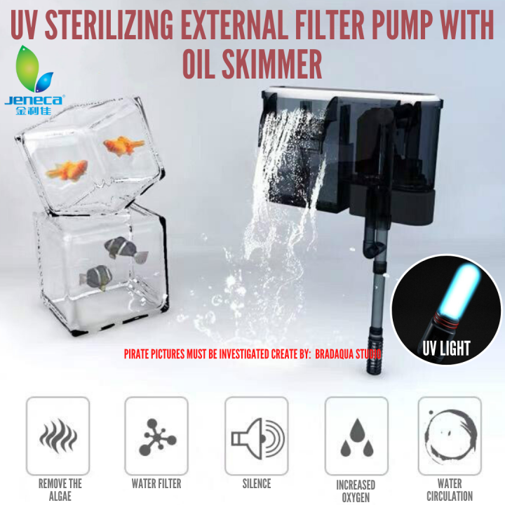 JENECA UV Sterilizing External Hanging Filter Pump With Oil Skimmer XP-U1 / XP-U3 / XP-U5 / XP ...