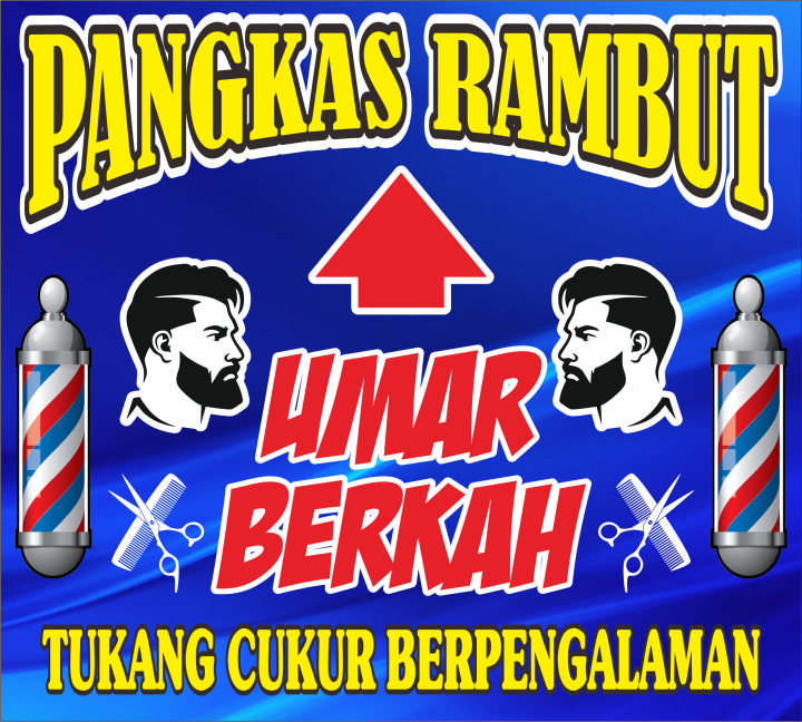 DAPAT 2PCS Spanduk Pangkas Rambut / Babershop Ukuran 50cmX50cm ...