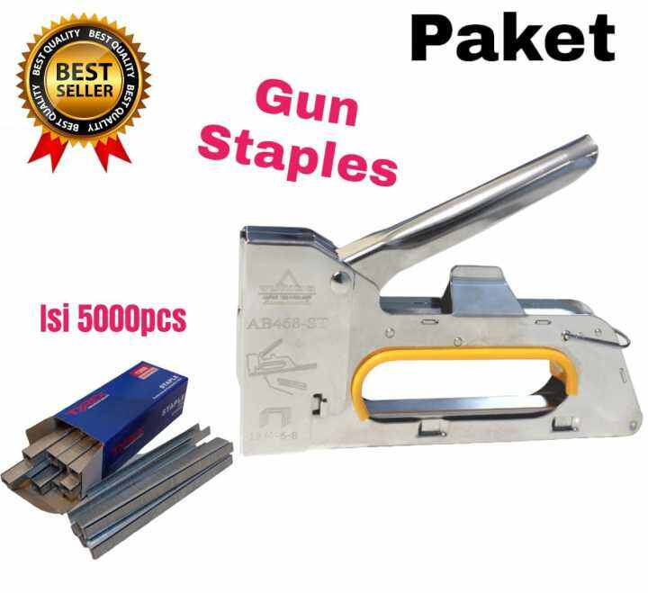 Staples Tembak Gun Tacker + Isi atau Refil 13/8 Stapler Jok Staples ...