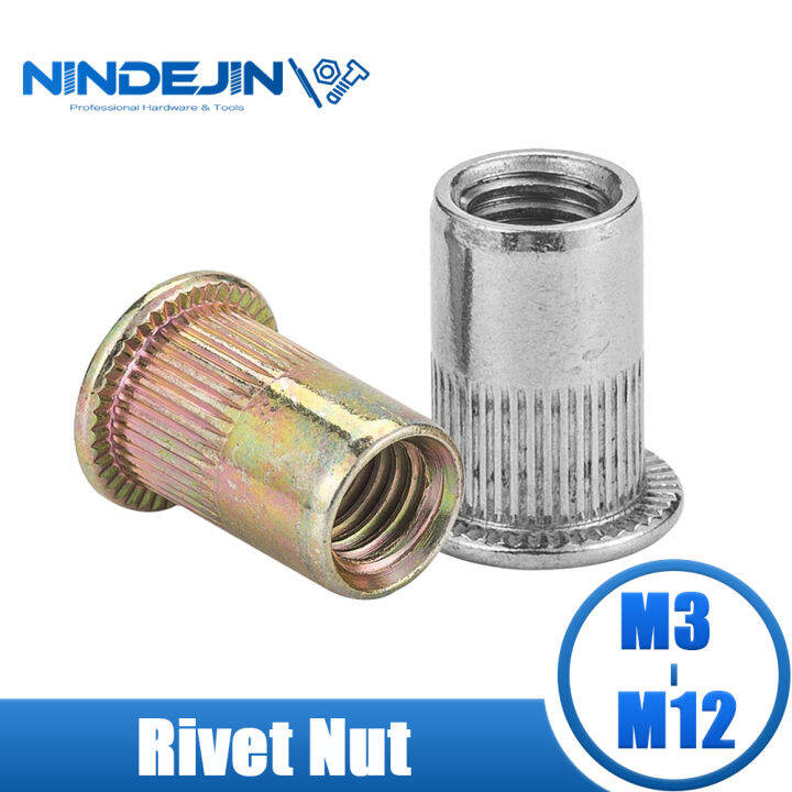NINDEJIN 2-30pcs Flat Head Rivet Nut Stainless Steel m3 m4 m5 m6 m8 m10 ...
