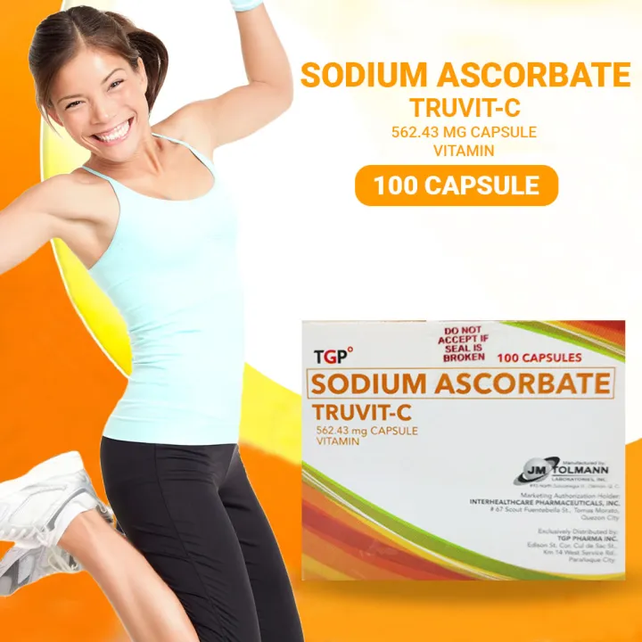 TRUVIT-C Sodium Ascorbate 562.43mg Non-Acidic Vitamin C 1 box=100 ...