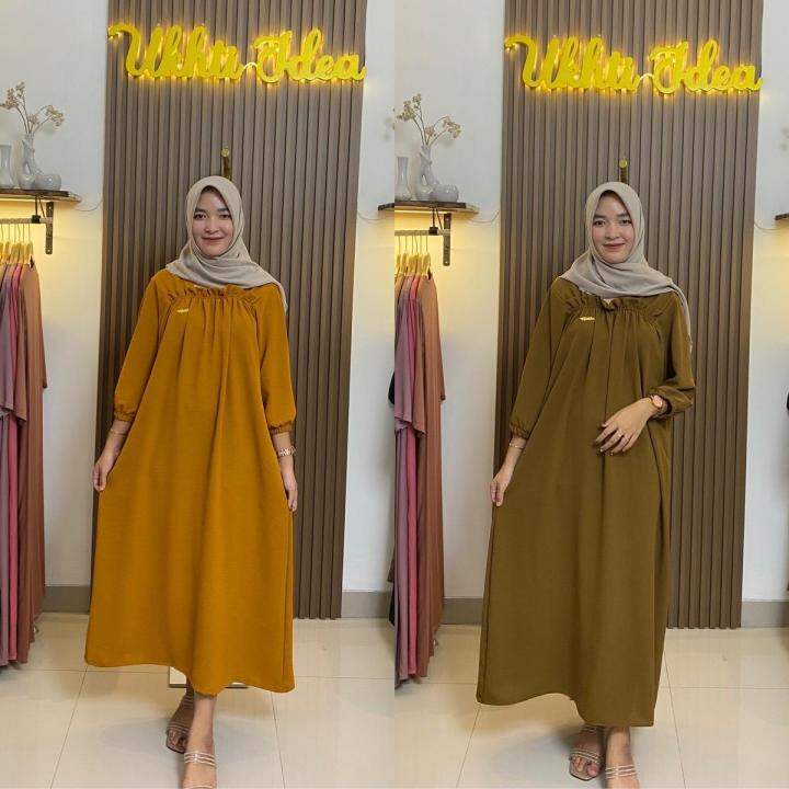 DASTER GAMIS FUJI CRINKLE AIRFLOW LENGAN KERUT 7/8| DASTER LAILA ...