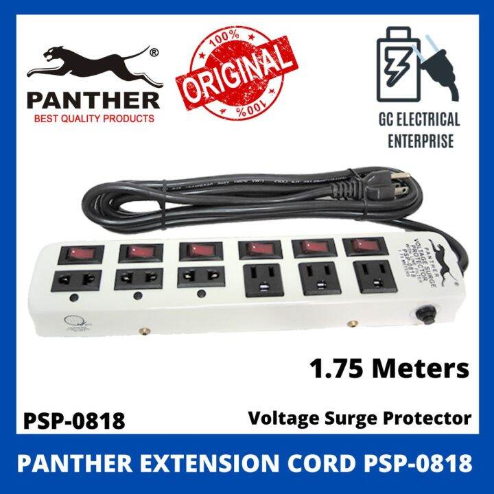 Panther Extension Cord Voltage Surge Protector PSP-0818 Heavy Duty ...