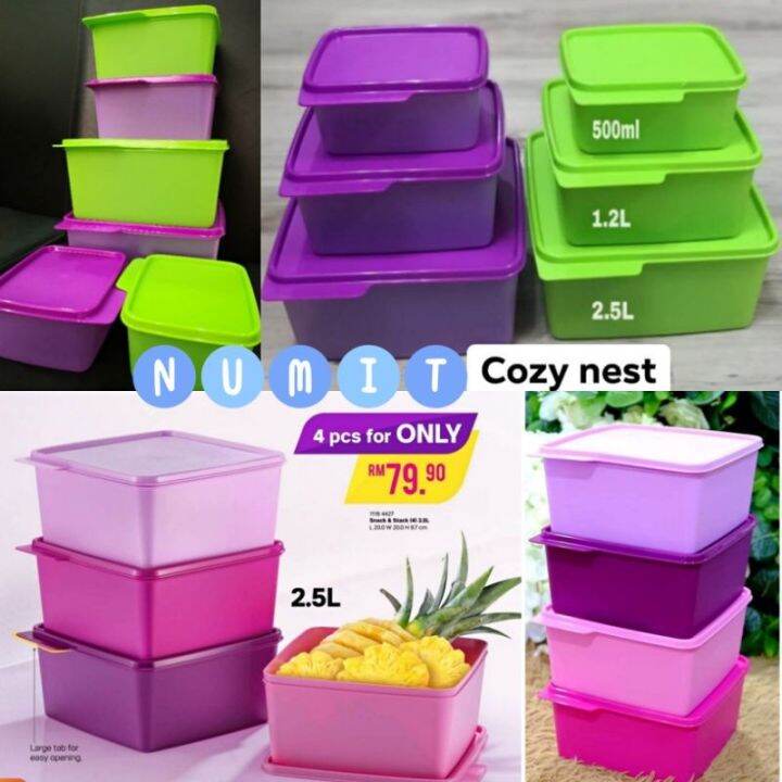 Tupperware Snack N Stack 5L/ 2.5L/ 1.2L/ 500ml (Stack-able Container ...