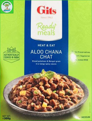 Gits Aloo Chana Chat Ready Meals Diced Potatoes & Bengal Gram 300g ...
