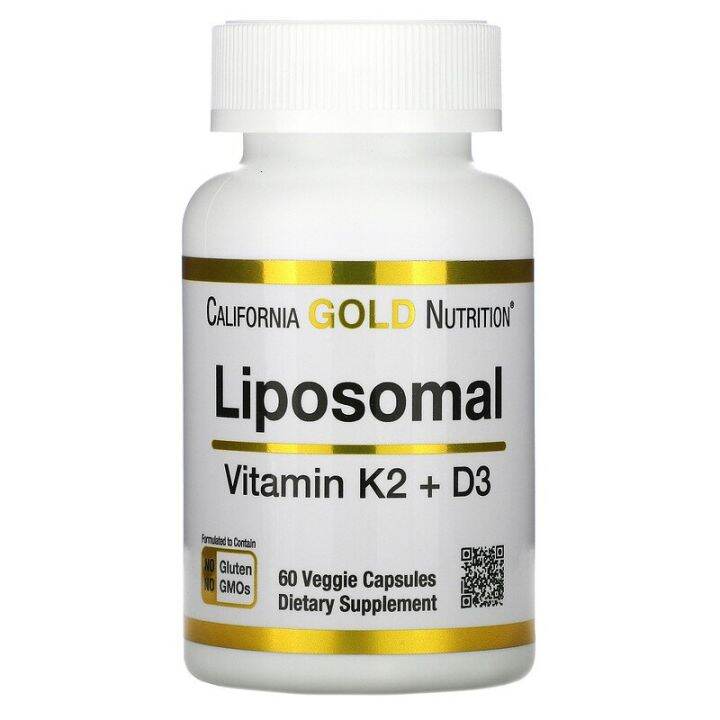 California Gold Nutrition, Liposomal Vitamin K2+ D3, 60 Veggie Capsules ...