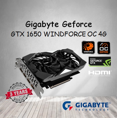 GIGABYTE GeForce GTX 1650 WindForce OC Edition 4G GDDR6 Graphic Card GPU [ GV-N1656WF2OC-4GD ...