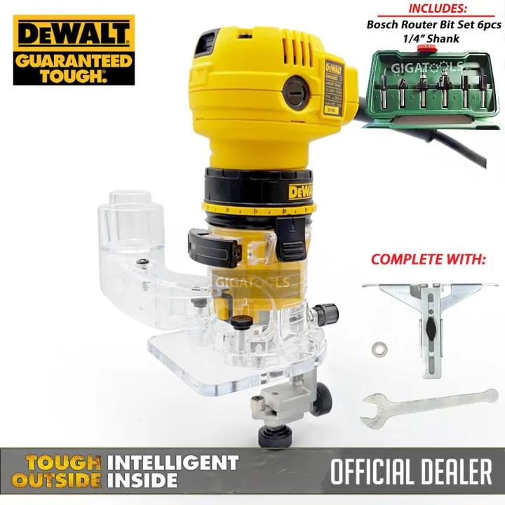 DeWalt DWE6000 Laminate Trimmer / Palm Router 1/4 (300W) with 6pcs ...