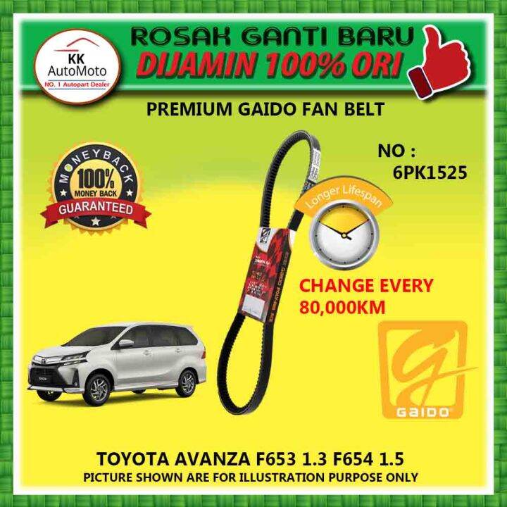 TOYOTA AVANZA F653 1.3 F654 1.5 GAIDO PREMIUM FAN BELT - 6PK1525 | Lazada