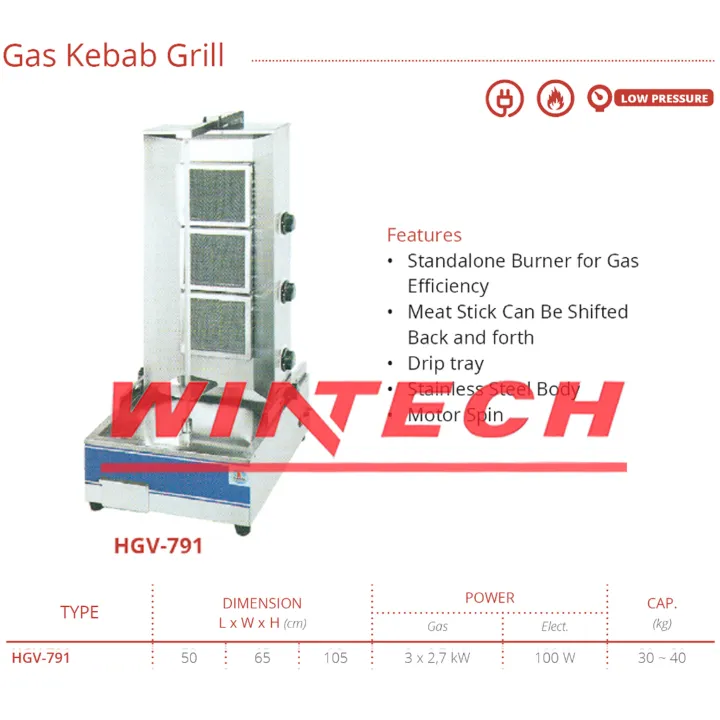 GETRA HGV-791 Automatic Kebab Grill (Mesin Kebab) / Gas Kebab Grill ...