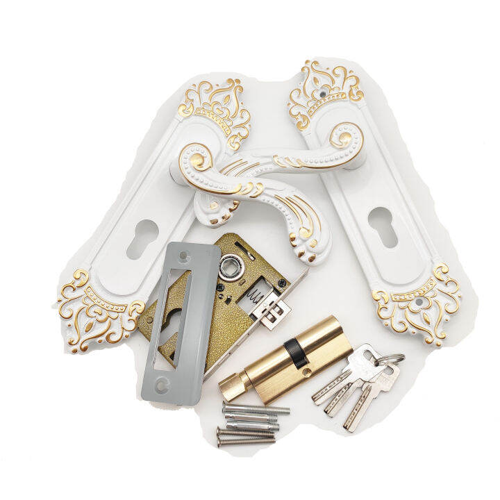 【CW】Vintage Handle Door Lock Wood Door Silent Locker Handle Door Lock ...