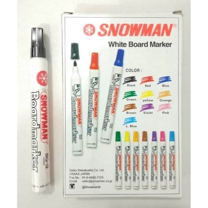 Spidol Snowman White Board Marker Warna Hitam , Merah , Biru | Lazada ...