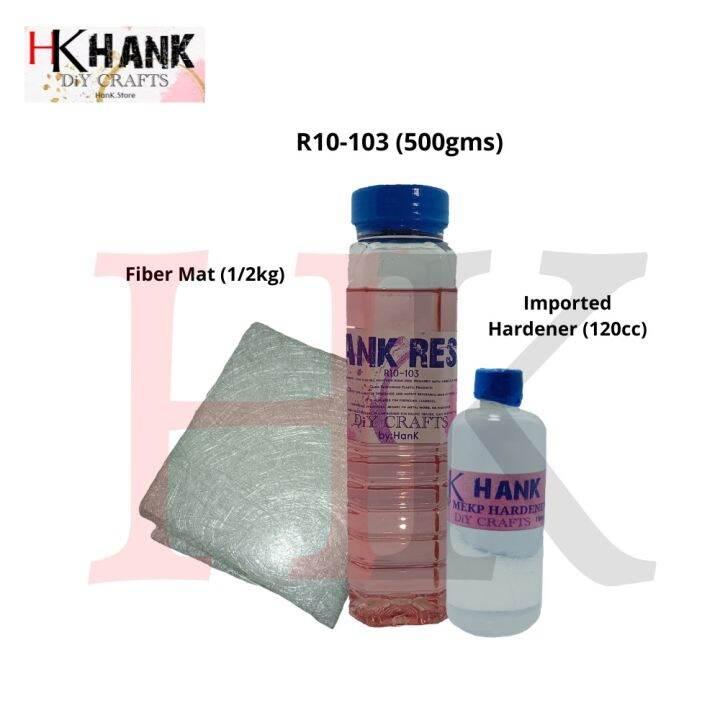 Fiberglass Premix Resin 500mL (R10-103) with 120cc Imported Hardener and 1/2kl. Fiber Matt ...