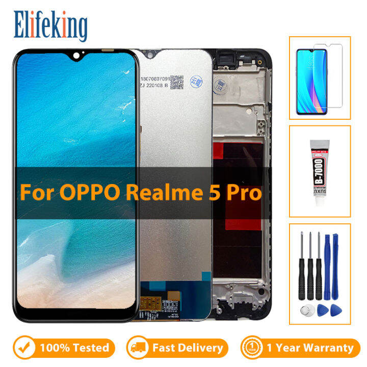 ORIGINAL 6.3 "สำหรับ OPPO Realme 5 Pro RMX1971สัมผัสหน้าจอ LCD หน้าจอ ...