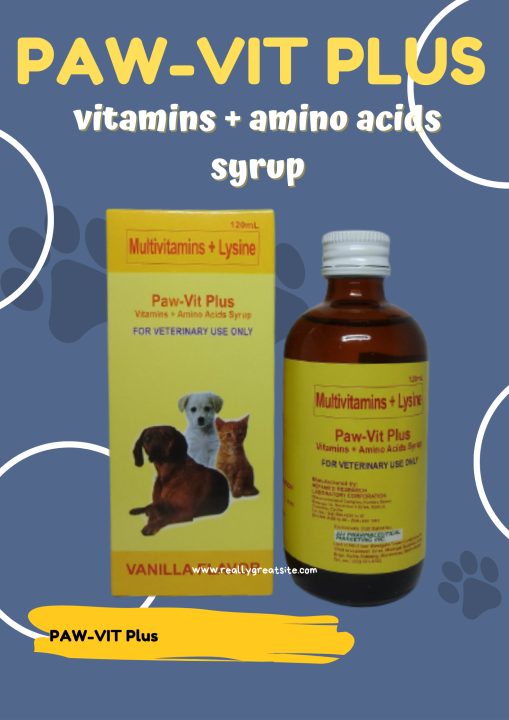 [VETKLIX] 1pc Pawell Paw-Vit Plus 120ml Vitamins Amino Acid Syrup ...