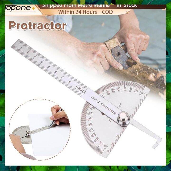 180 Degree Protractor 100mm Stainless Steel Angle Meter Measuring Ruler ...