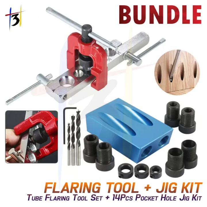 (BUNDLE) Tube Flaring Tool Set CT-2020 + 14Pcs/Set Pocket Hole Jig Kit ...