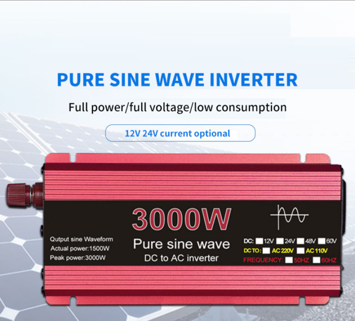 [HOT] (12V/24V) Pure Sine Wave Converter Inverter Digital Display 1000W/1600W/2200W/3000W Car ...