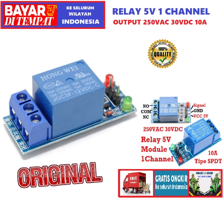 RELAY 5V 1 CHANNEL OUTPUT 250VAC 30VDC 10A MODULE FOR ARDUINO - 1 PCS ...