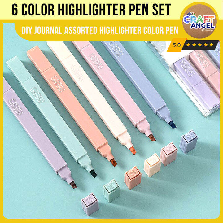 6pcs/ Set Soft Tip Highlighter Light Color Aesthetic Marker Pen DIY ...