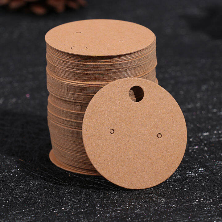 ZhongLouL 100Pcs Round Cardboard Earring Display Cards Kraft Paper ...